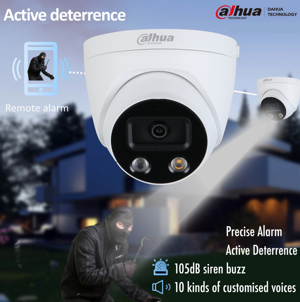 Dahua DH-IPC-HDW5541HP-AS-PV 5MP AI Active Deterrence Starlight IP Turret Fixed 2.8mm - Security ...