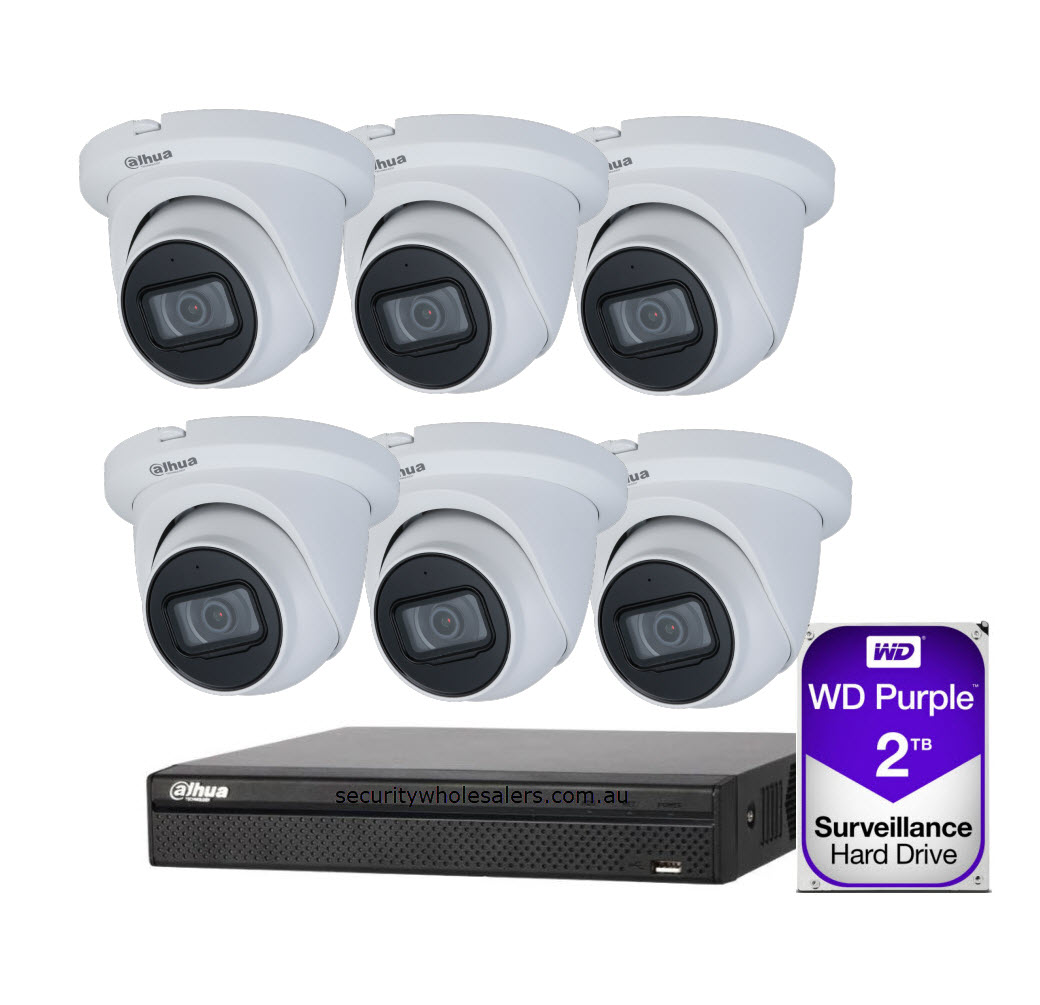 Dahua 6 X 8mp Eyeball Turret Kit With 8ch Pro Nvr 2tb Hdd 2 8mm