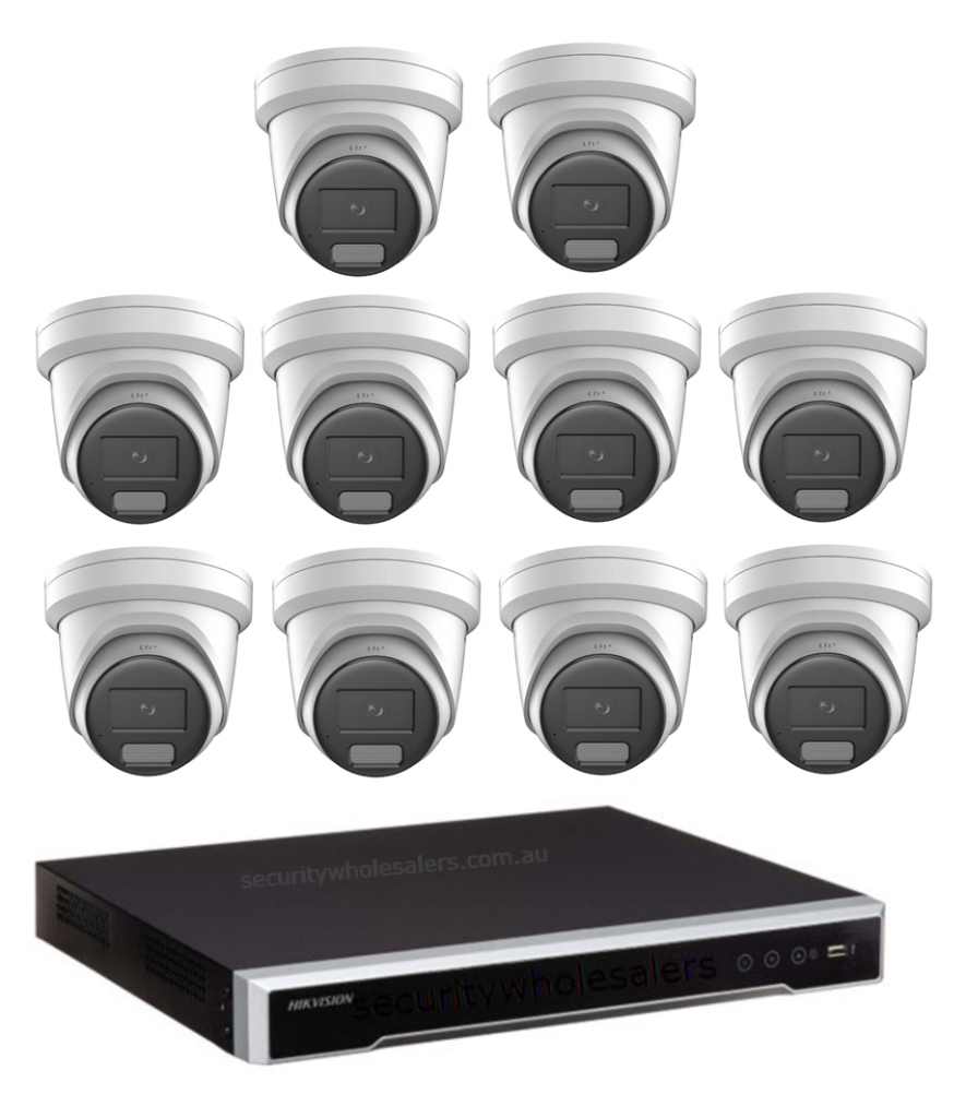 8MP Hikvision COLORVU Hybrid CCTV Kit: 10 x Liveguard Cameras + 16CH 4K (4TB HDD) M Series NVR ...