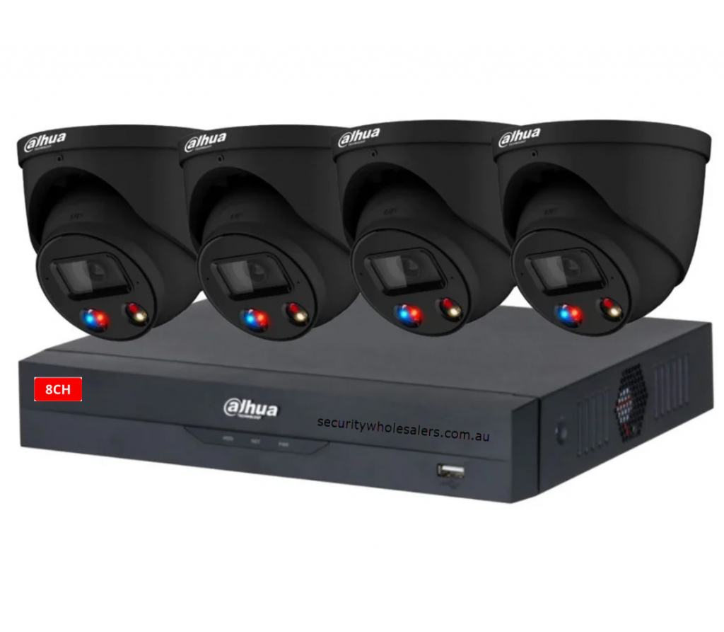 Dahua 4 x BLACK 8MP TIOC 3.0 IPC-HDW3849H-AS-PV-ANZ-S2 Turret Kit with 8CH NVR - Security ...